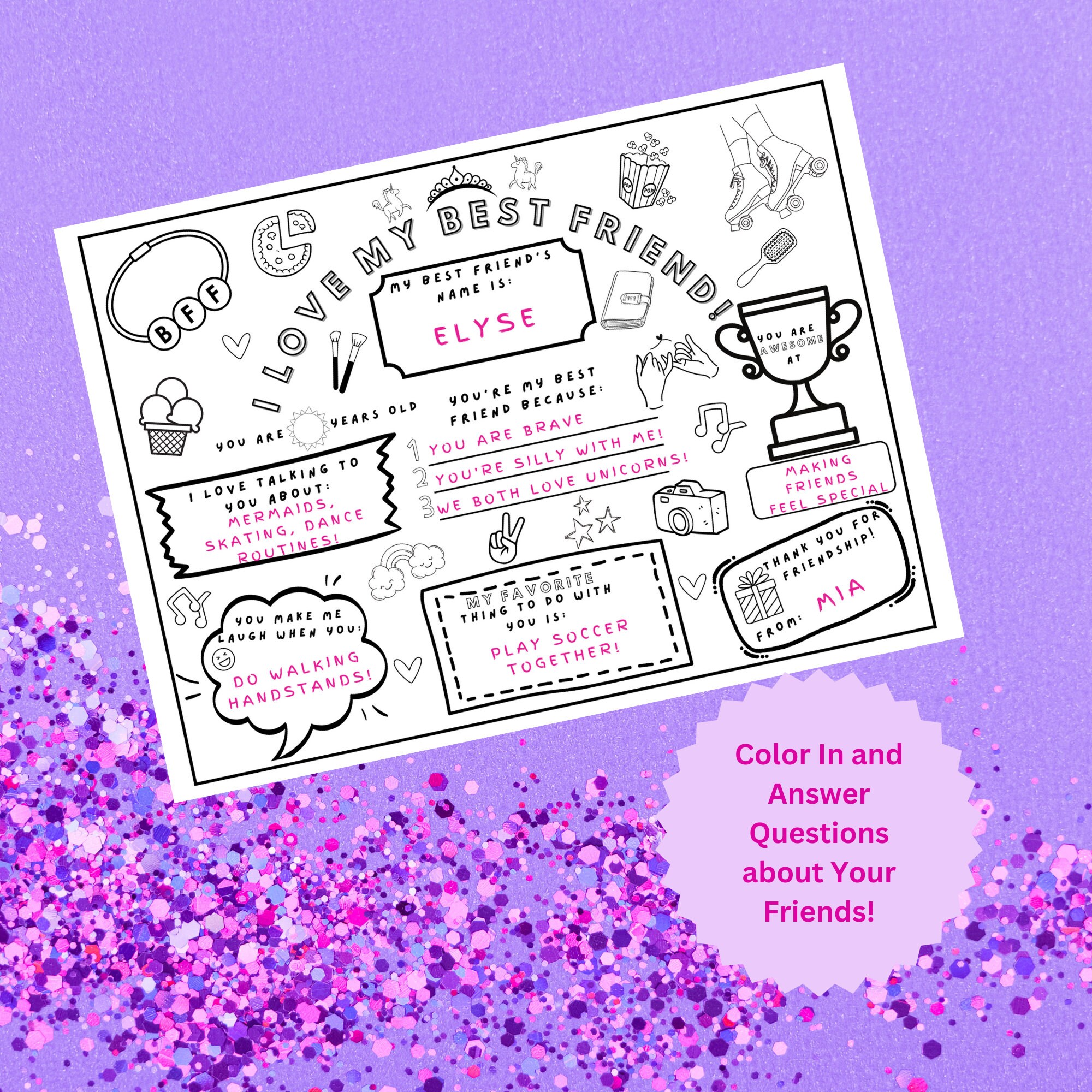 Printable Best Friends Coloring Sheet Kids Coloring Page Friend ...