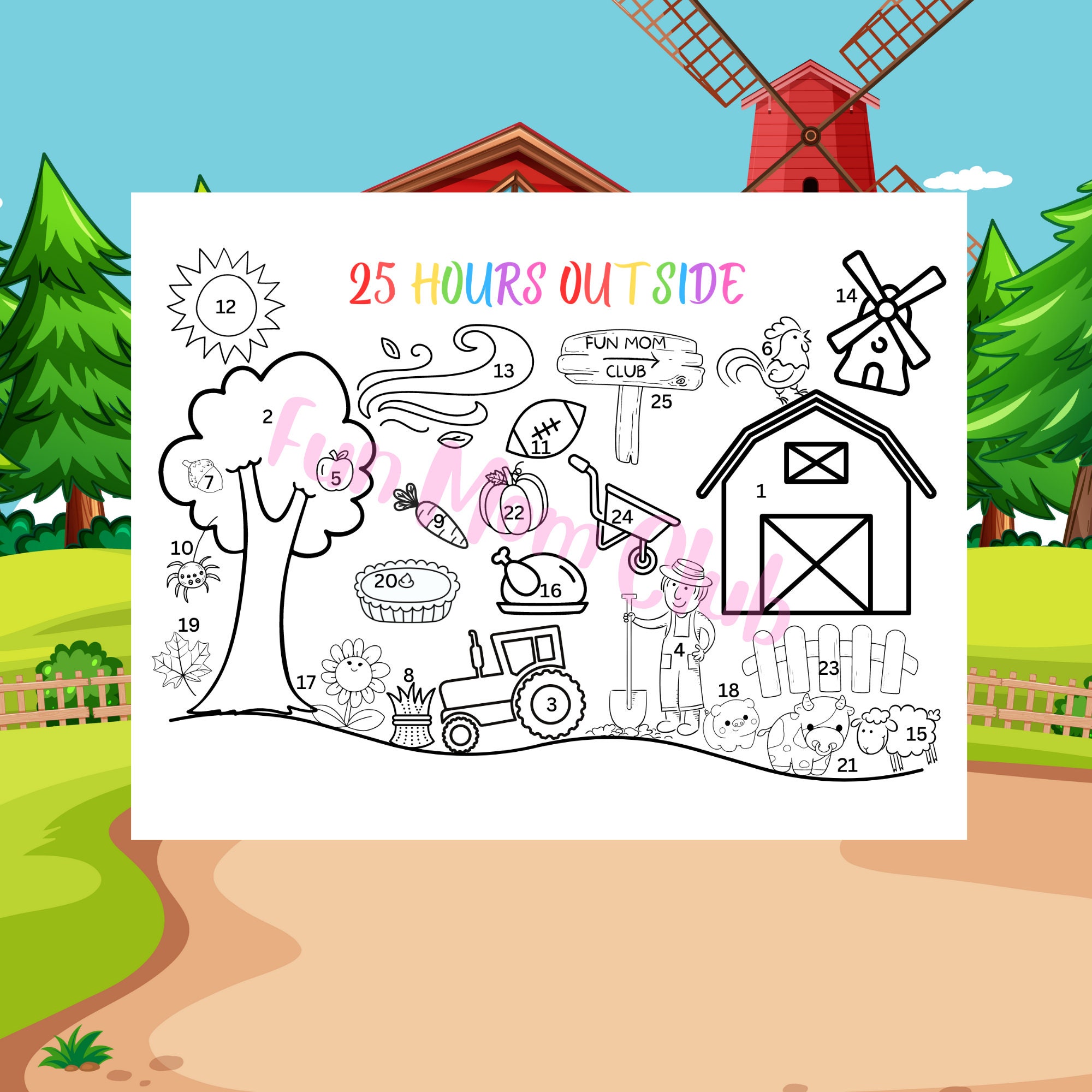 Fall Harvest Farm Themed 25 Hours Outside Tracker 4 Kids Printable ...