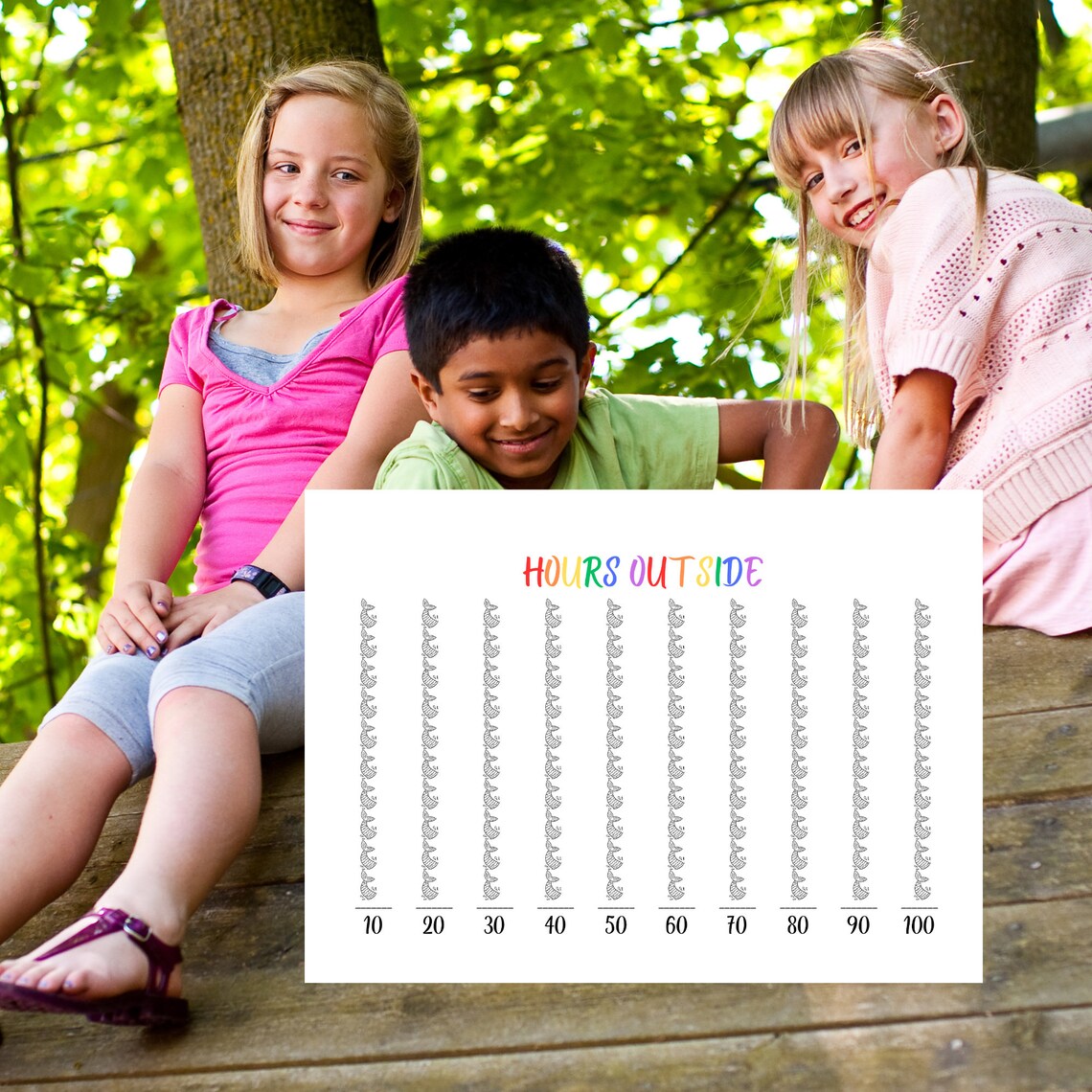 Mermaid Hours Outside Tracker Kids Printable Outdoor Habit Routine ...
