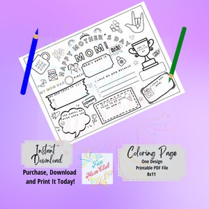 Happy Mother's Day Coloring Page Printable Mother's Day Gift Printable ...