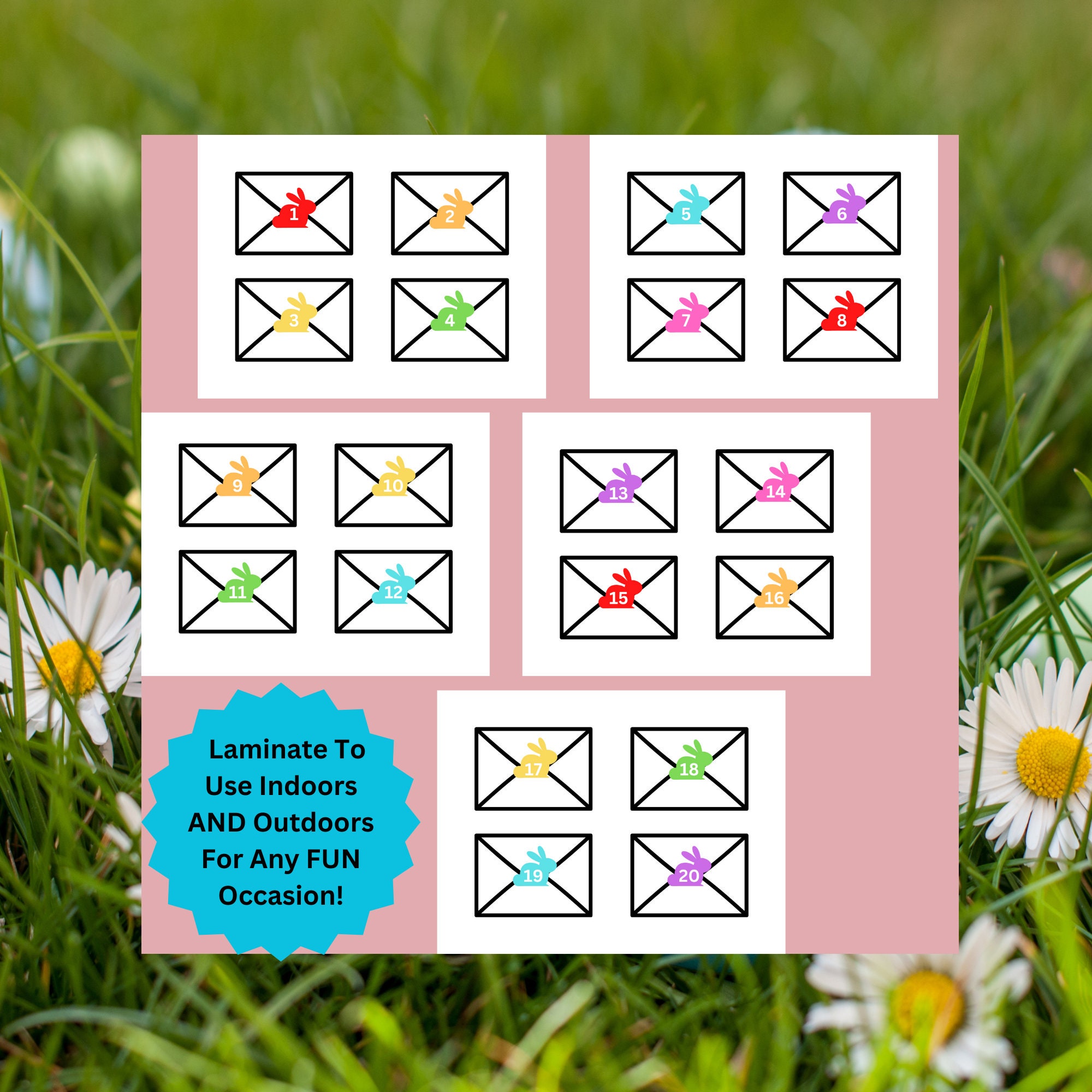 Scavenger Hunt Bunny Heart Beach Ball Shamrock Theme Envelopes for ...