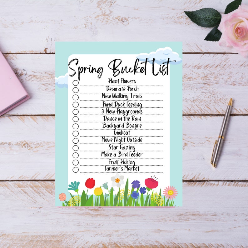 Printable Spring Bucket Lists 2 Pack Family Memories Planner Mom Kids ...