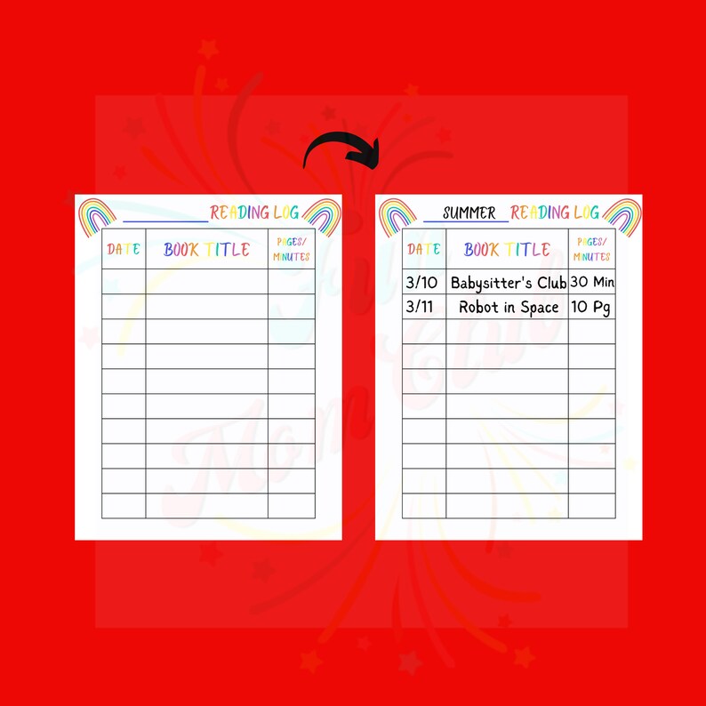 Rainbow Reading Tracker for Kids Printable Reading Log Reading List ...