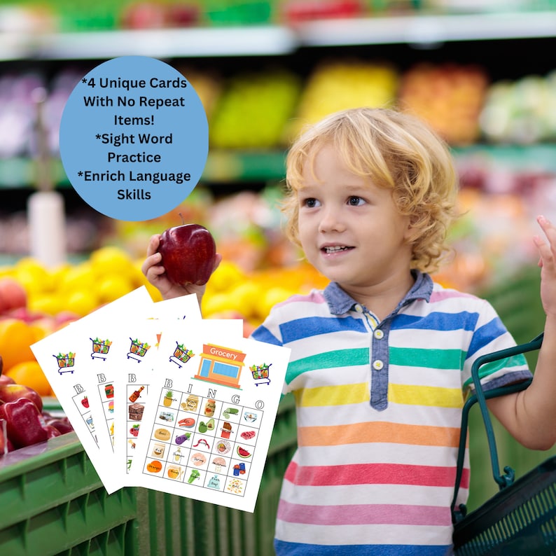 Grocery Store Bingo Busy Activity for Kids Toddler Car Activity Sight ...