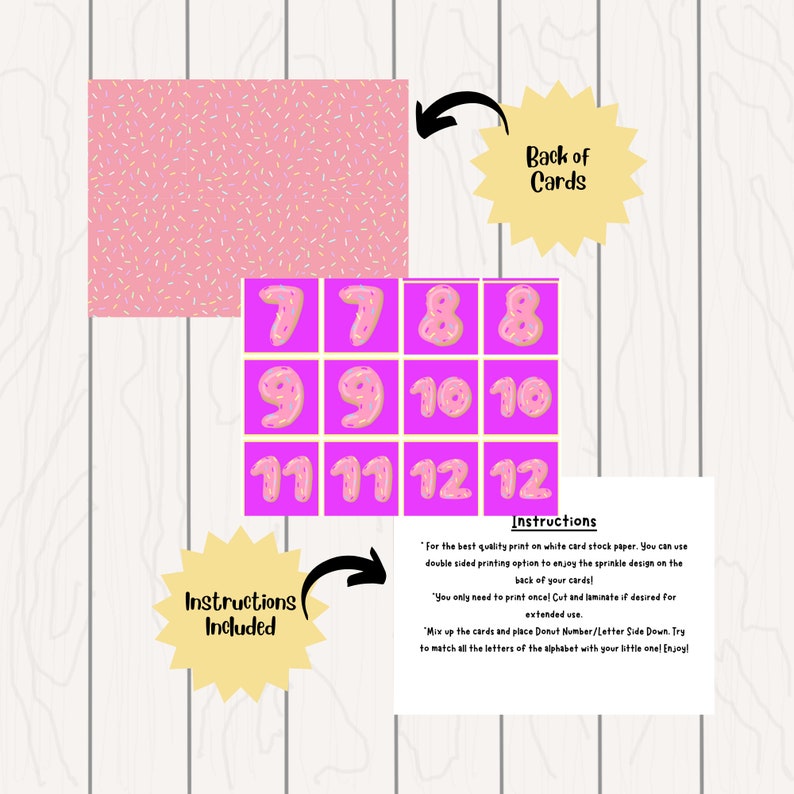 Printable Donuts Alphabet & Number BUNDLE Memory Matching Card Game ...