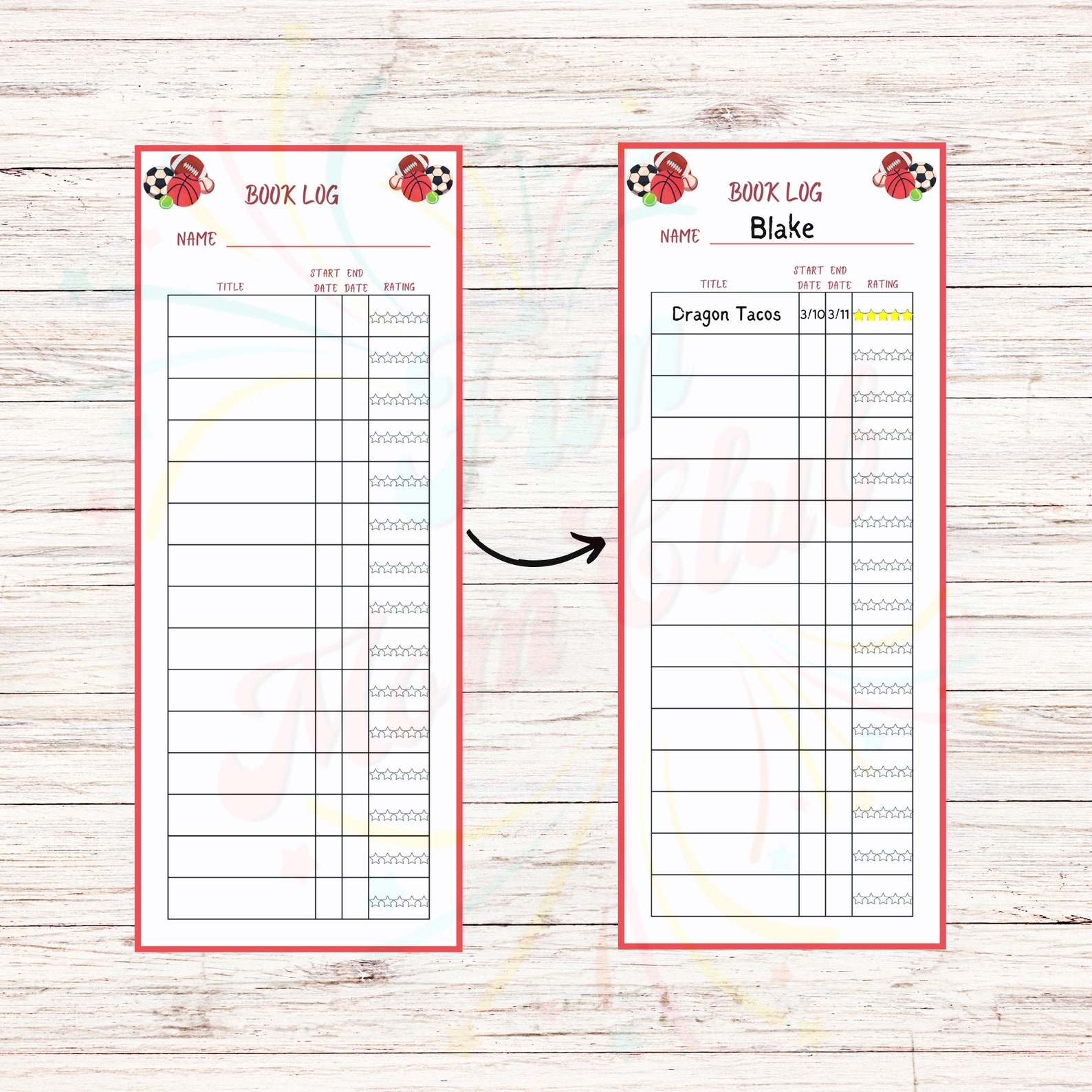 Sports Theme Library Bookmark Printable Kids Reading Tracker Reading ...