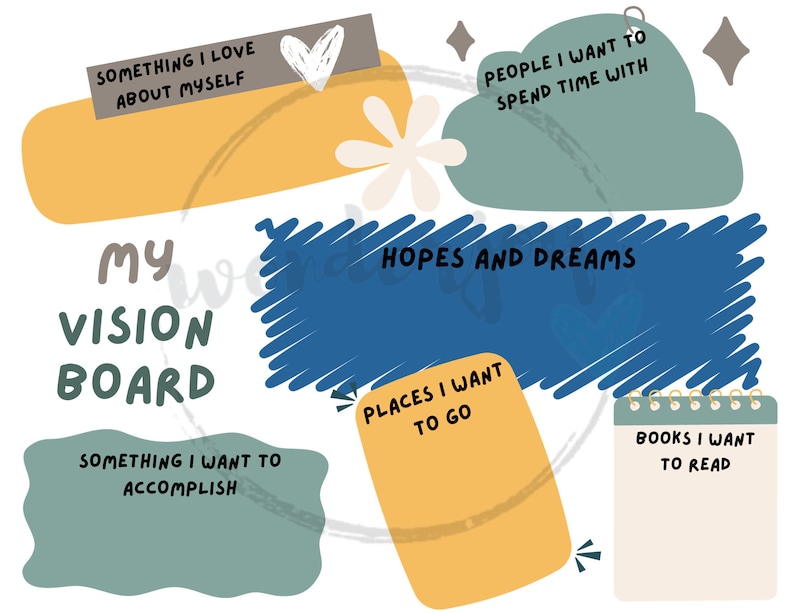 Vision Board Printable and Worksheet Instant Download With Multiple ...