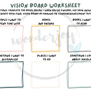 Vision Board Printable and Worksheet Instant Download With Multiple ...