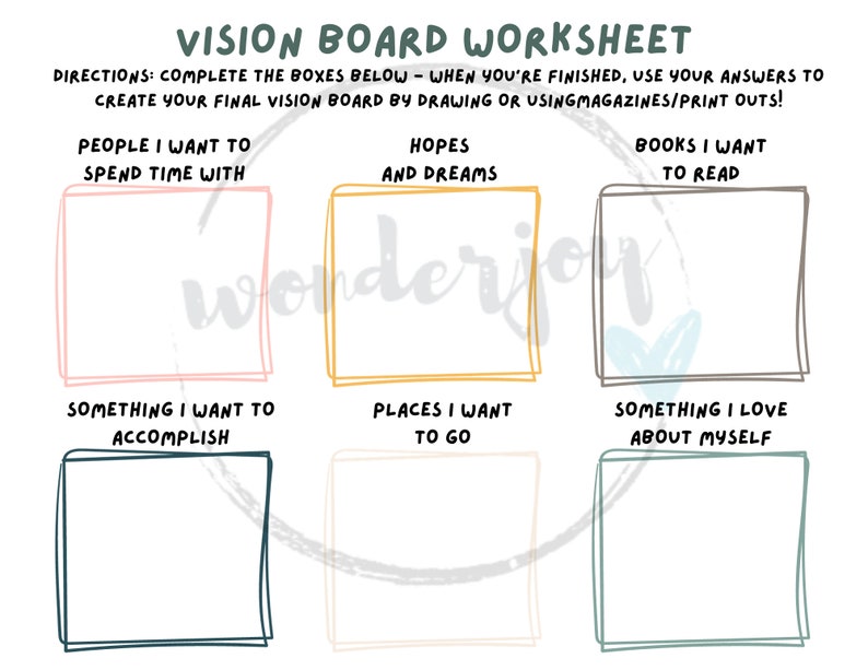Vision Board Printable and Worksheet Instant Download With Multiple ...