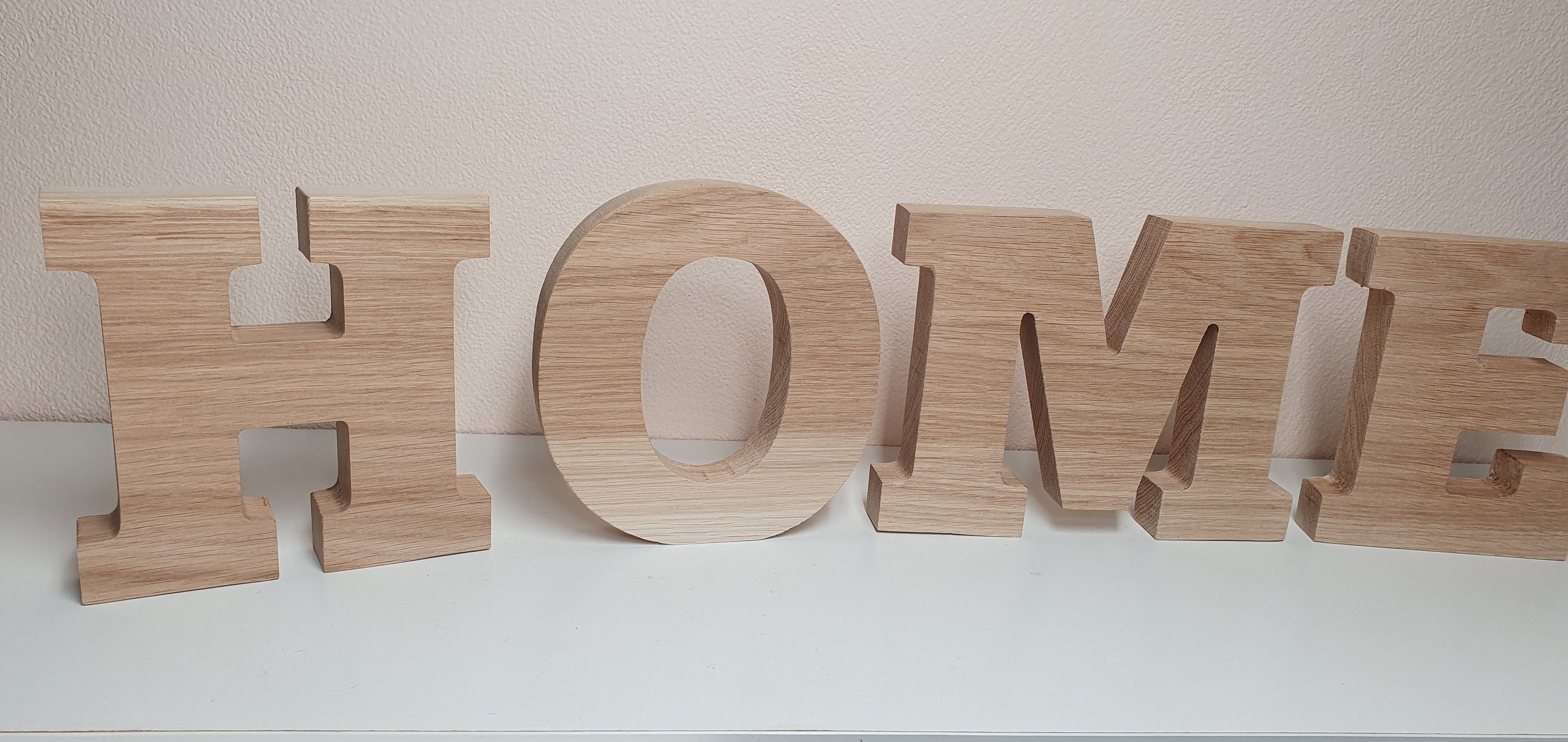 Schriftzug "HOME" Eiche Massiv Holz natur oder geölt 10cm, 15 cm, 20cm ...