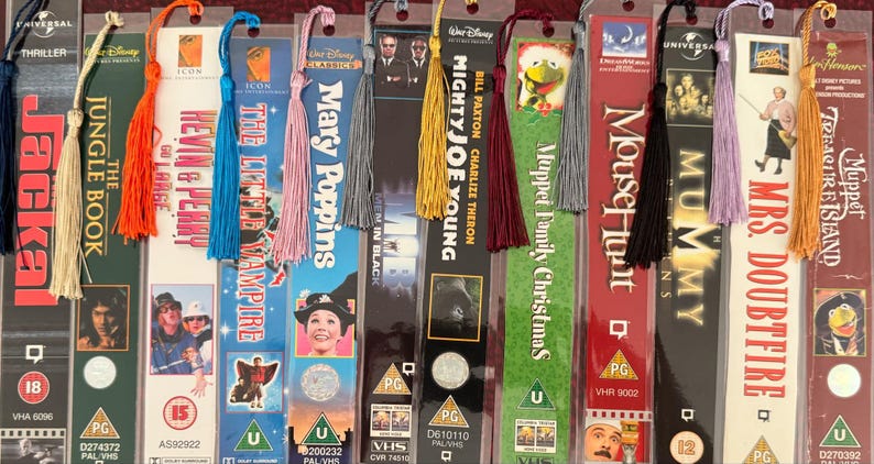 VHS Recycled Bookmarks Live Action J-M - Etsy