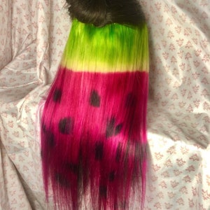 Clip in 20 Custom Color Watermelon Hair Extension / Peekaboo ...