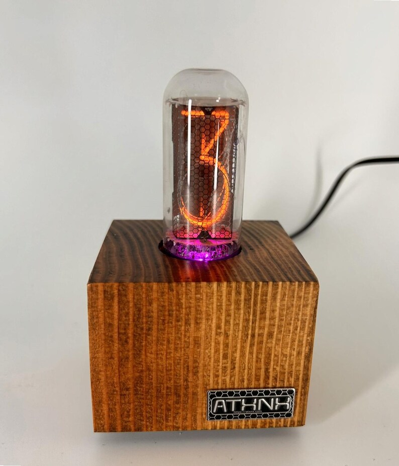 Large Single Nixie Tube Clock: Pine Nixie Clock - Vintage Retro Table ...