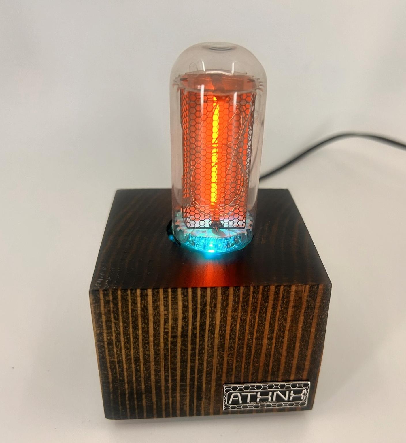 Large Single Nixie Tube Clock: Pine Nixie Clock - Vintage Retro Table ...