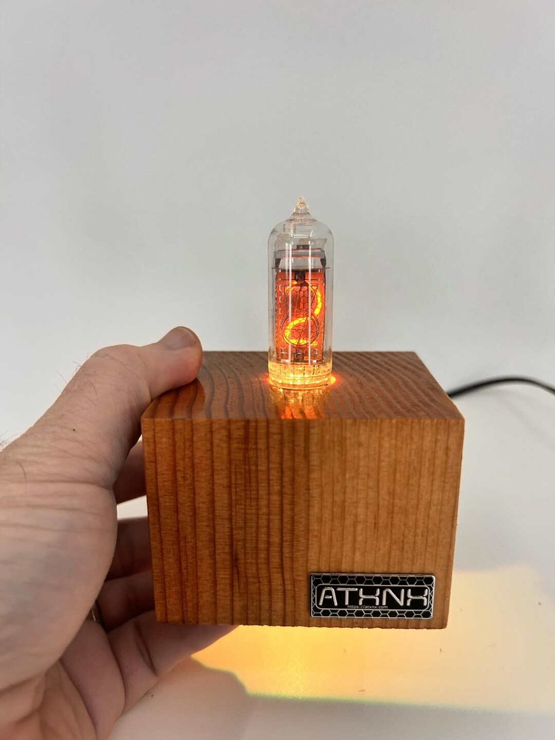 Medium Single Nixie Tube Clock: Pine Nixie Clock - Vintage Retro Table Clock - Gift - Graduation ...