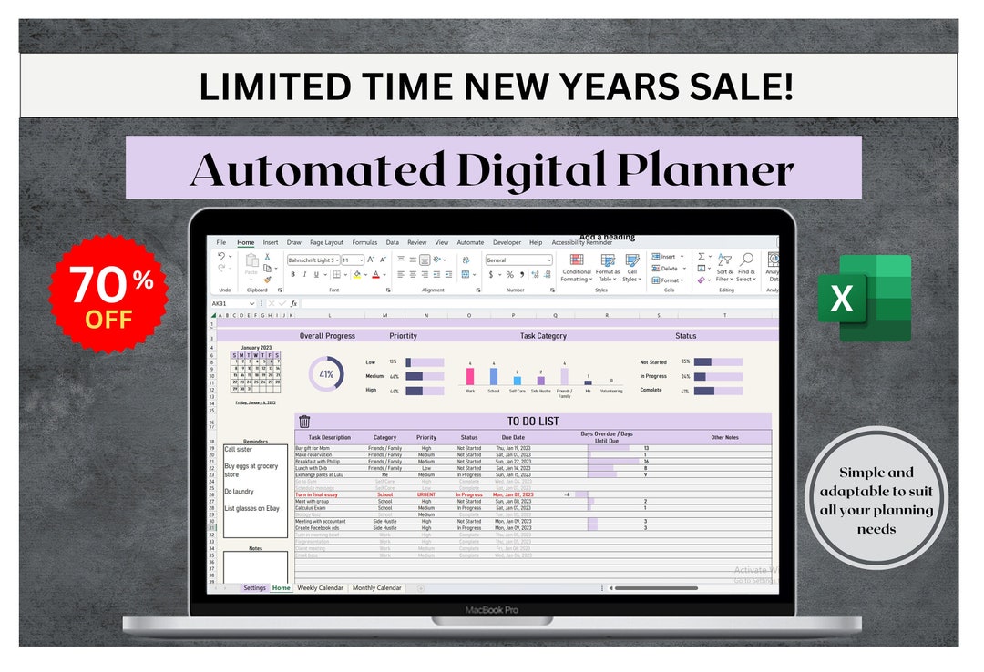 Digital Planner Excel - Etsy