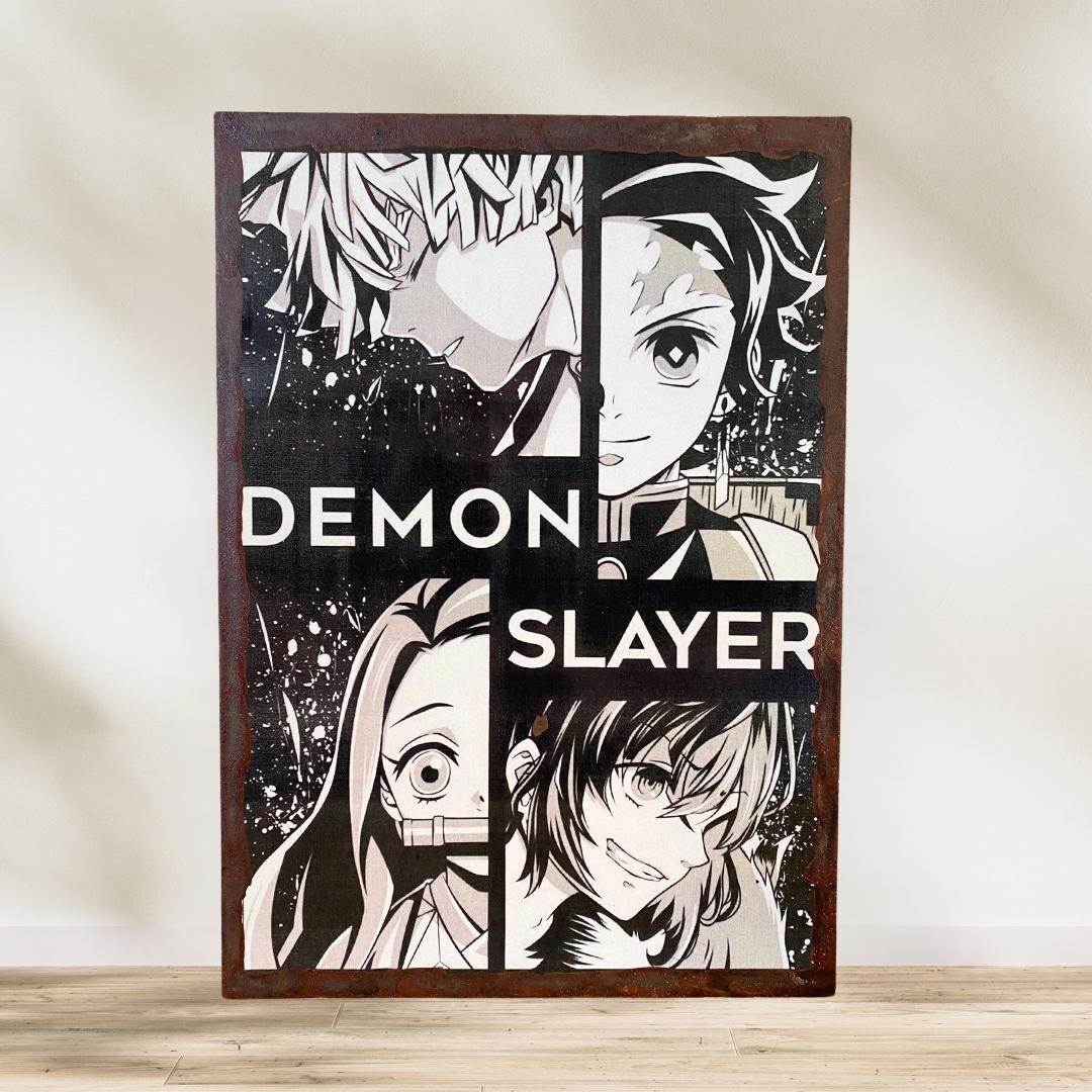 Demon Slayer Painting in Enamel Plaque Style - Etsy