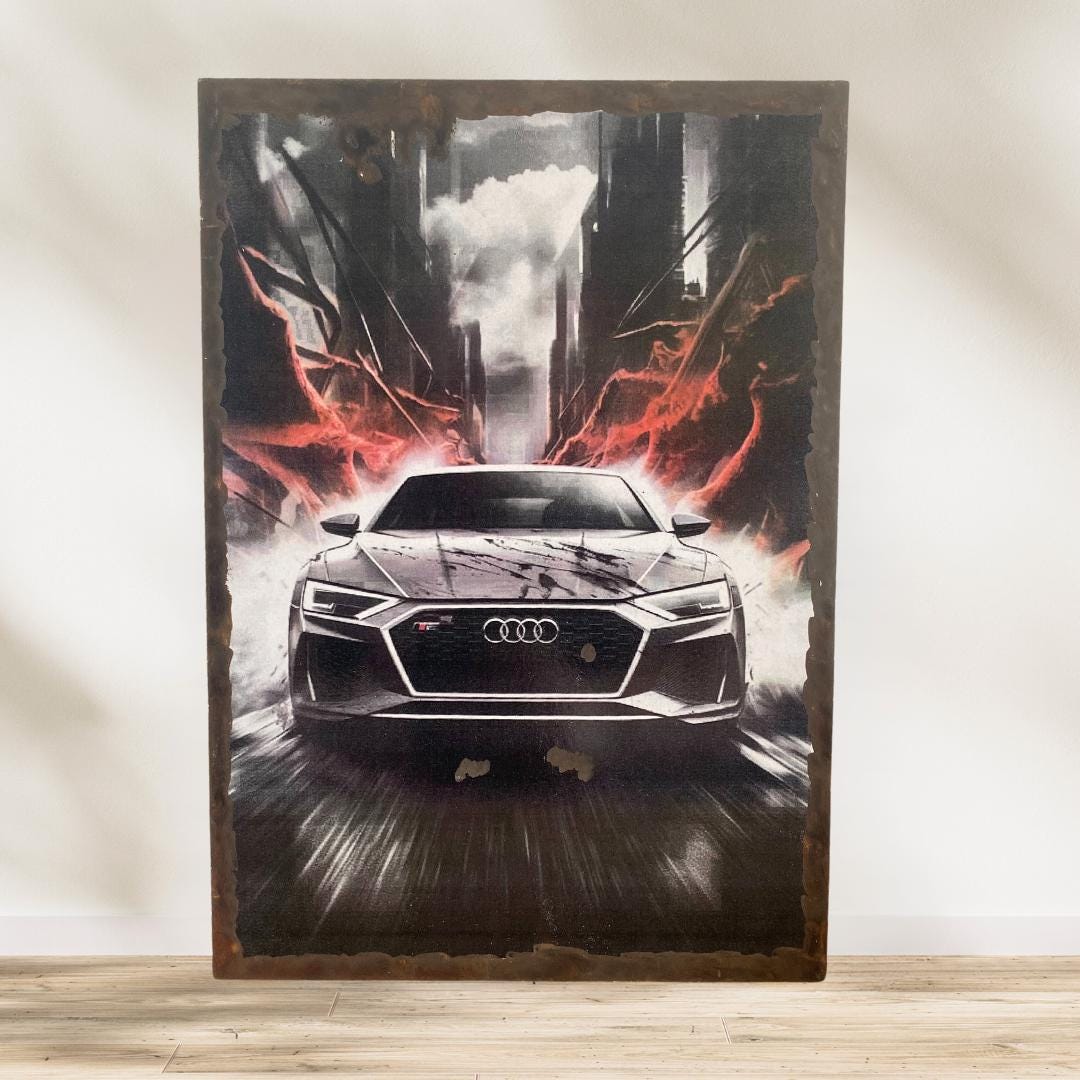 Audi Painting in the Style of an Enamel Plaque - Etsy
