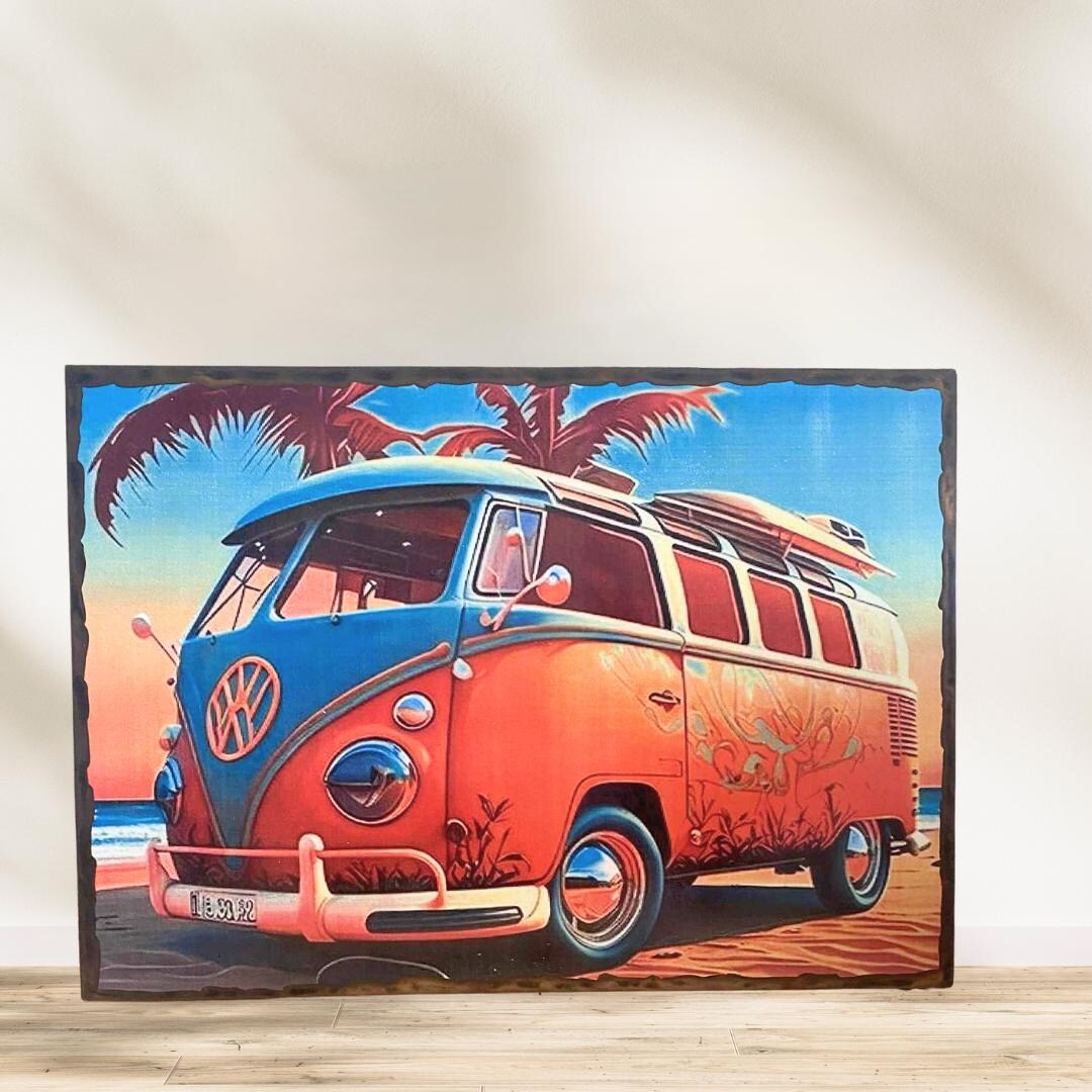 Van Combi Painting in the Style of an Enamel Sign, Van Combi - Etsy
