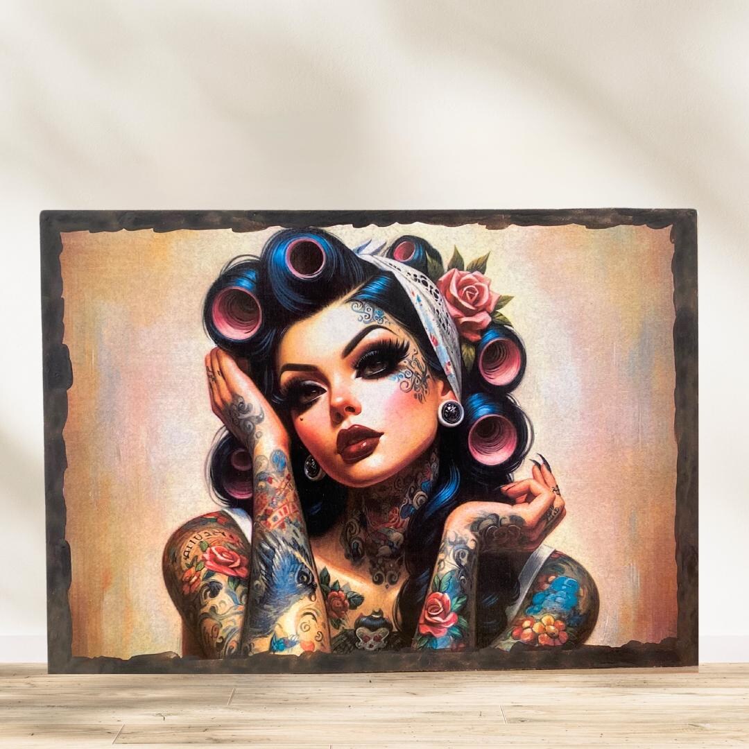 Pin-up Enameled Plaque Style Table - Etsy
