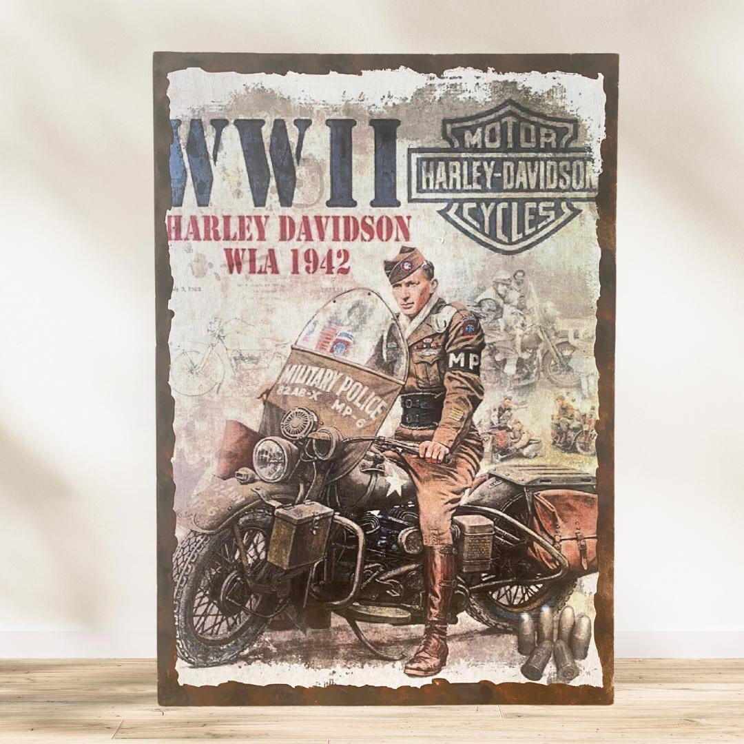 Harley Davidson Military Painting Enameled Plate Style - Etsy