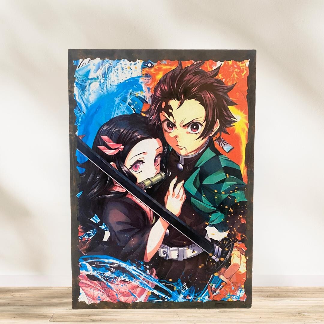 Demon Slayer Painting in Enamel Plate Style - Etsy