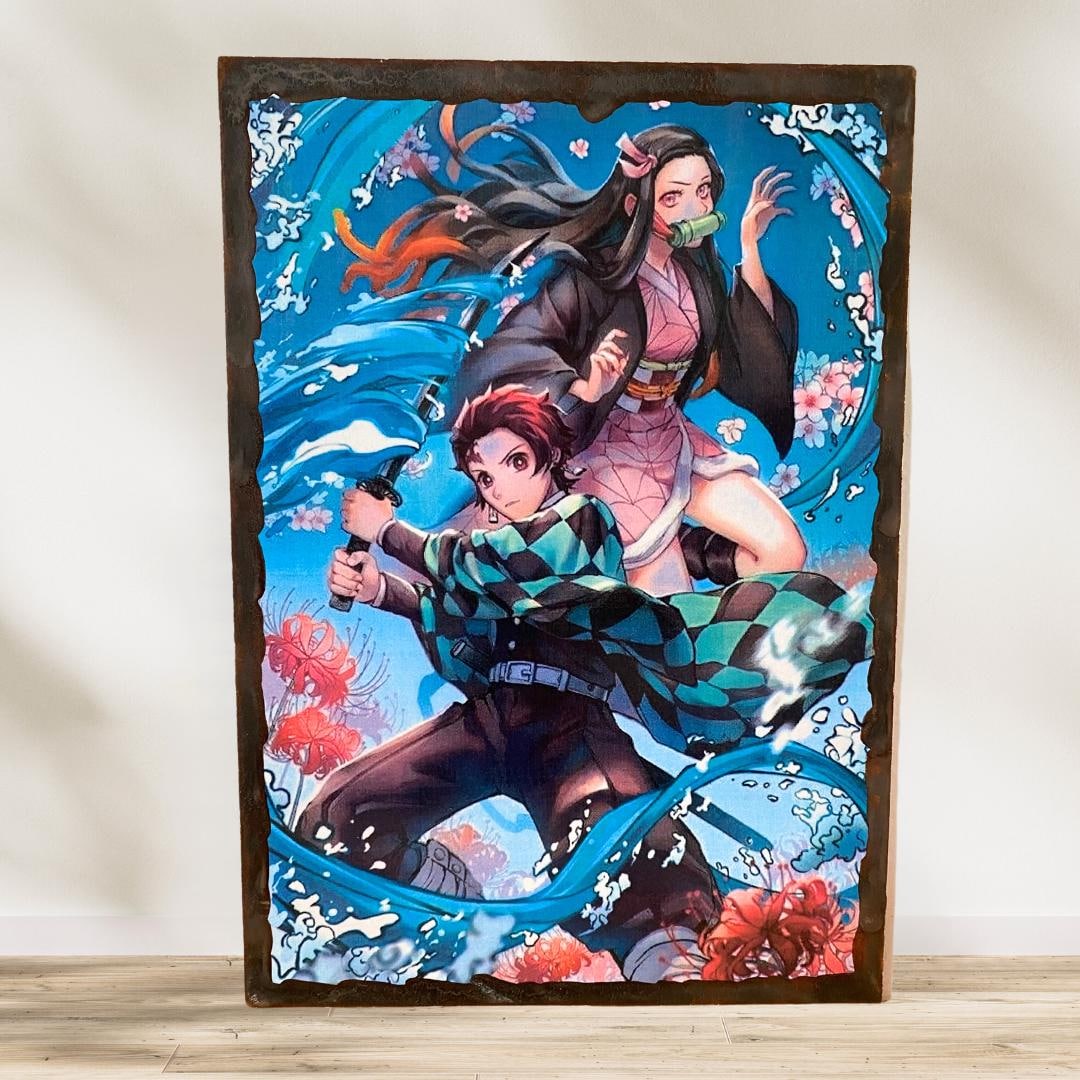 Demon Slayer Painting in Enamel Plaque Style - Etsy