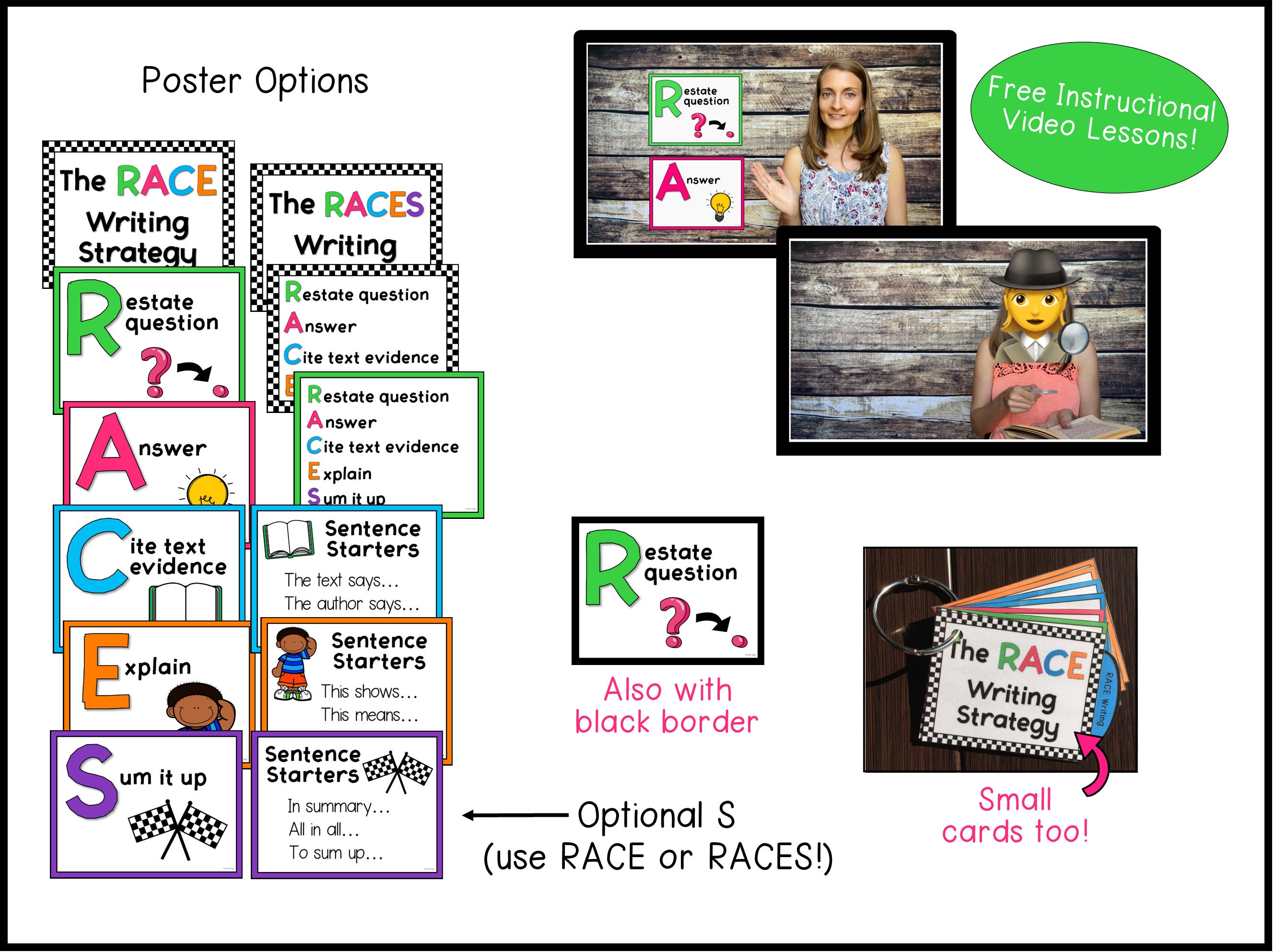 RACE Writing Strategy for Text Dependent Questions 2nd-3rd Grade - Etsy