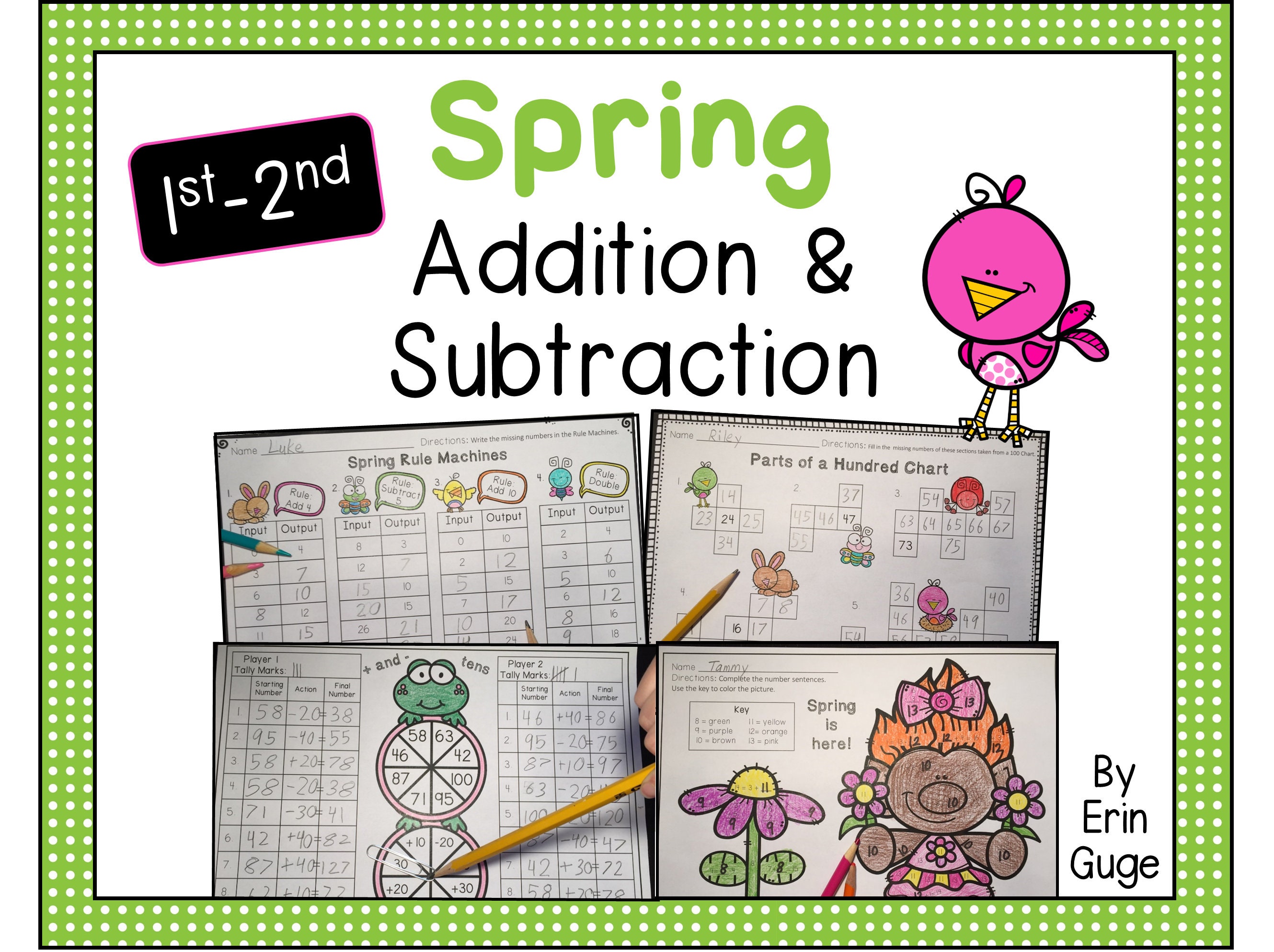 Spring Addition and Subtraction Practice for 1st and 2nd Grade: Games ...