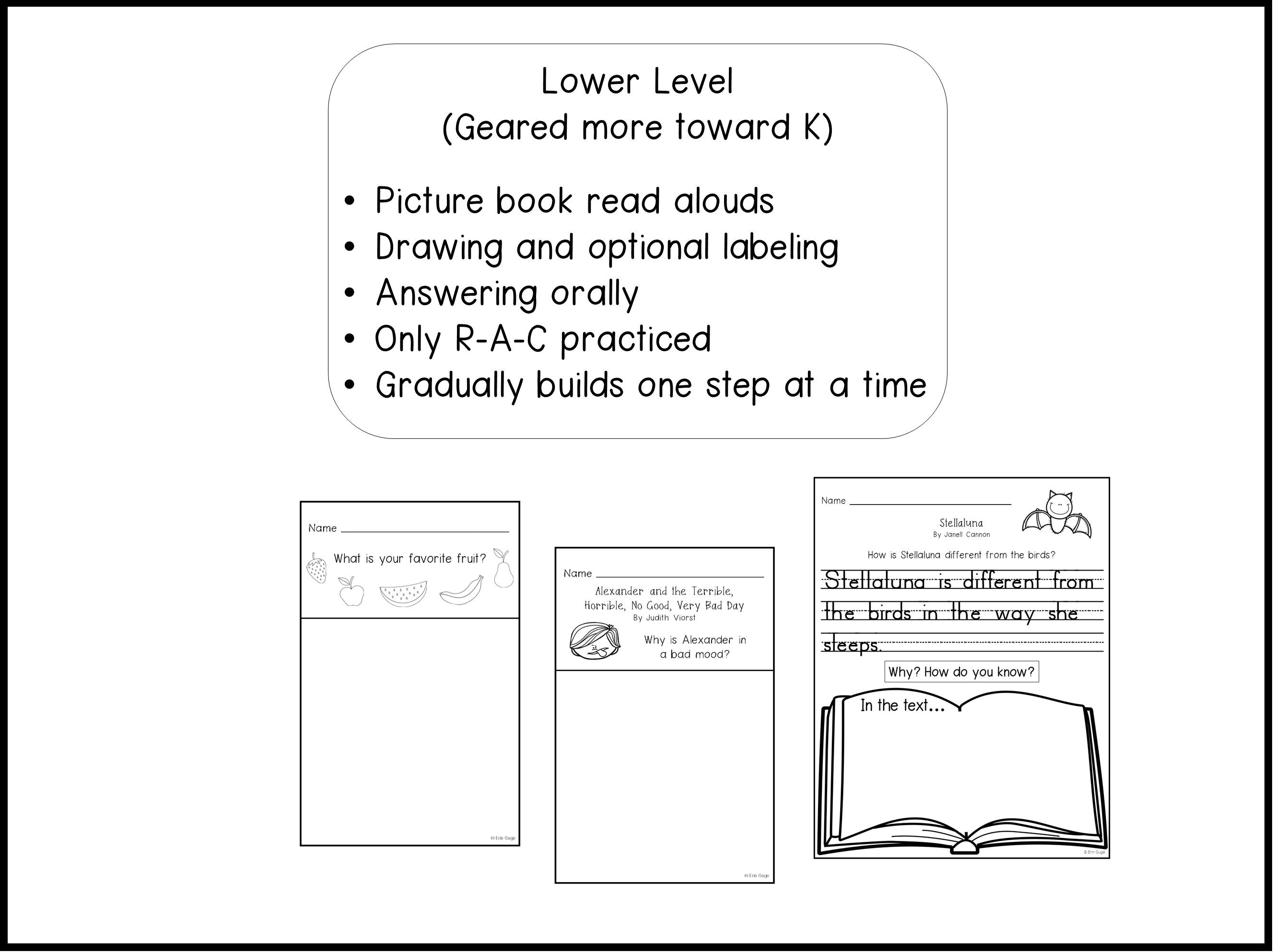 RACE Writing Strategy for Text Dependent Questions K-1st Grade - Etsy