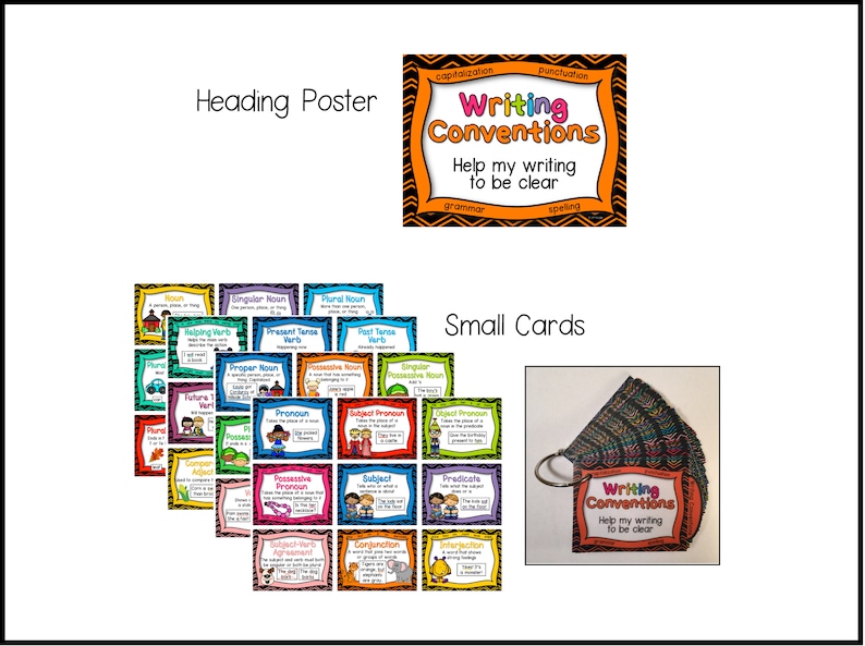 Writing Conventions Posters and Cards: Grammar, Capitalization ...