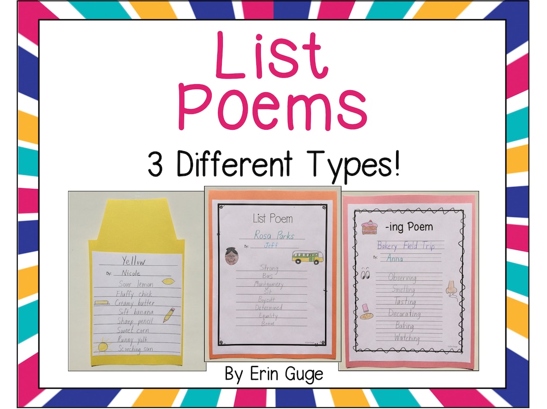 Poetry Writing: 3 Kinds of List Poems - Etsy