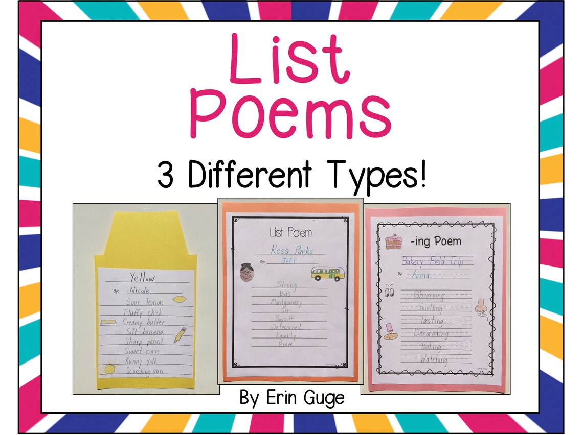 Poetry Writing: 3 Kinds of List Poems - Etsy