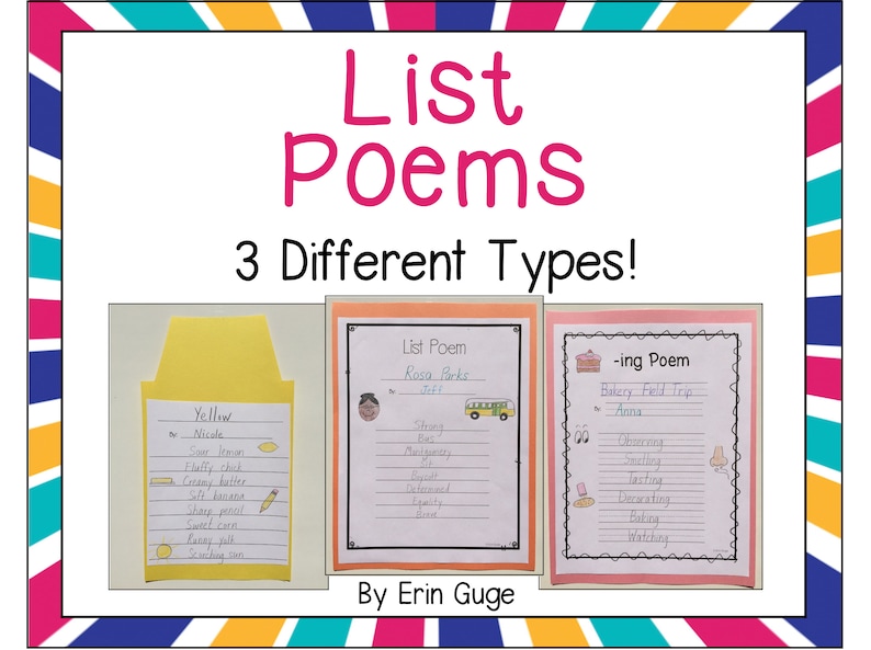 Poetry Writing: 3 Kinds of List Poems - Etsy