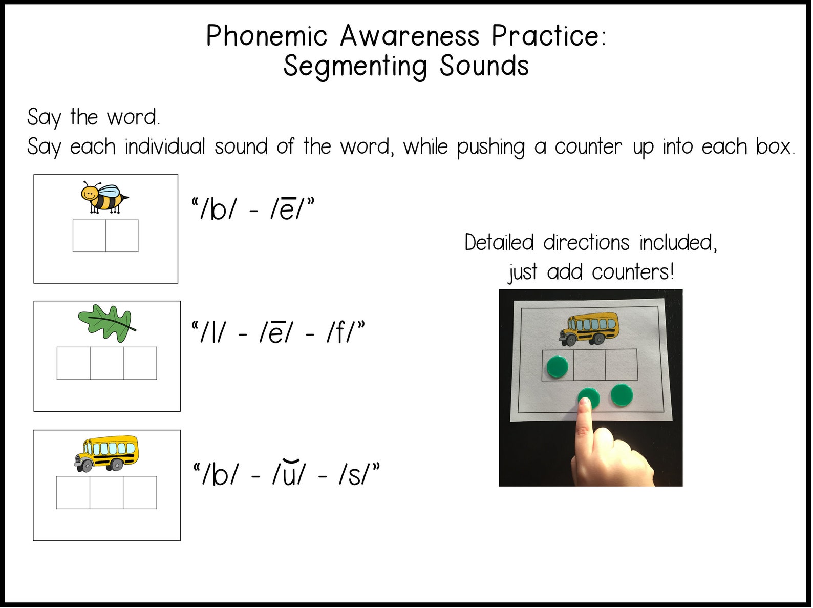 Phonemic Awareness: Elkonin Boxes for Segmenting Sounds - Etsy