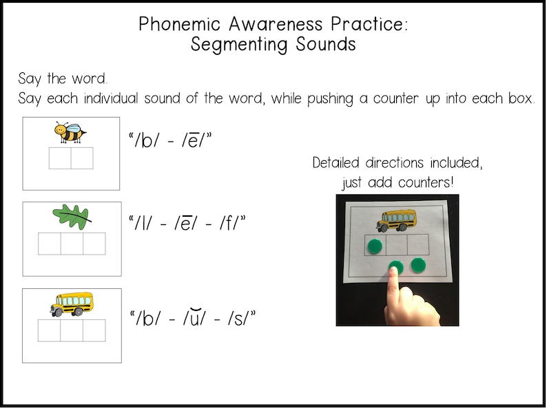 Phonemic Awareness: Elkonin Boxes for Segmenting Sounds - Etsy