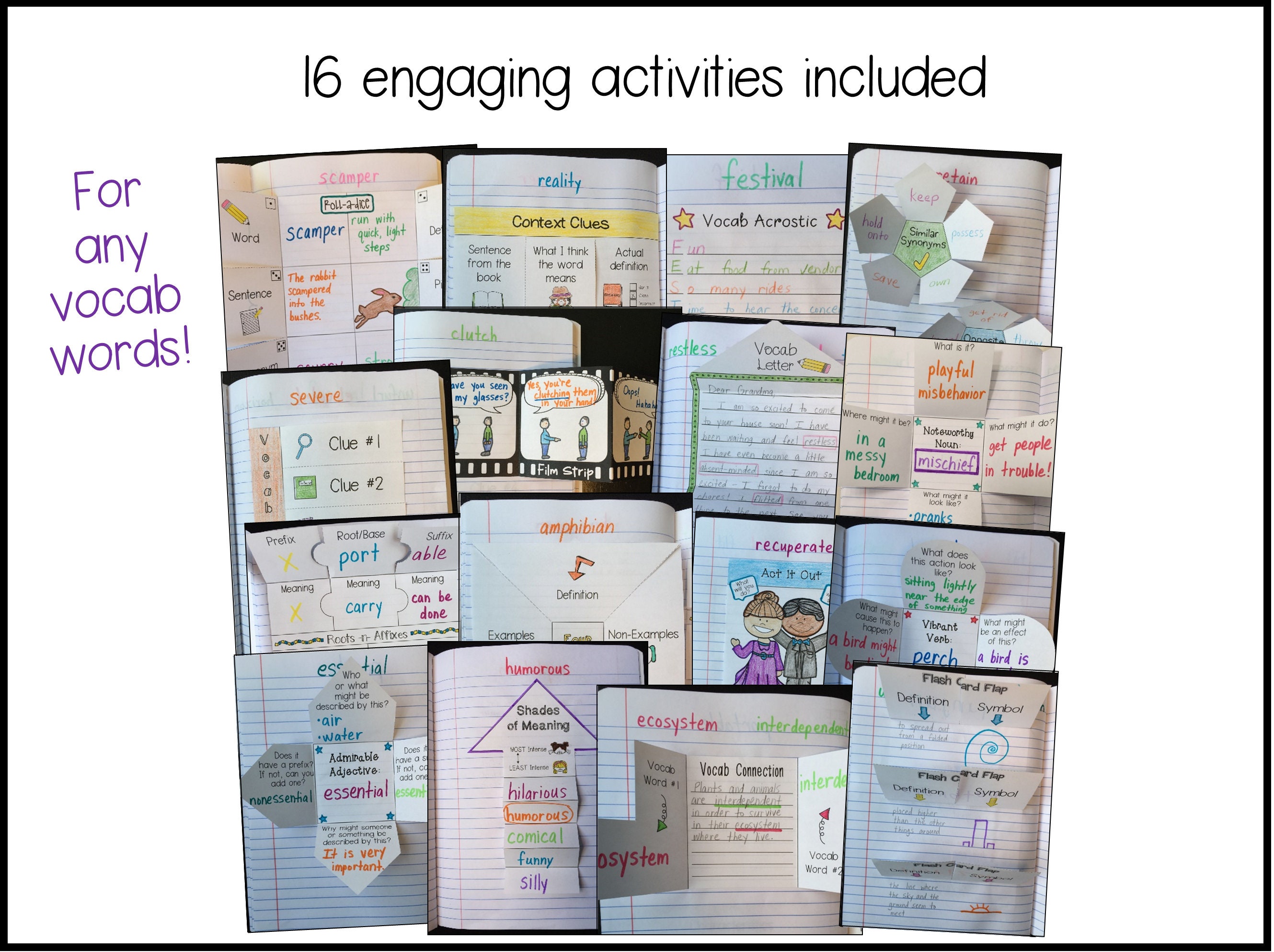 Vocabulary Interactive Notebook and Worksheets for Any Vocab Words - Etsy