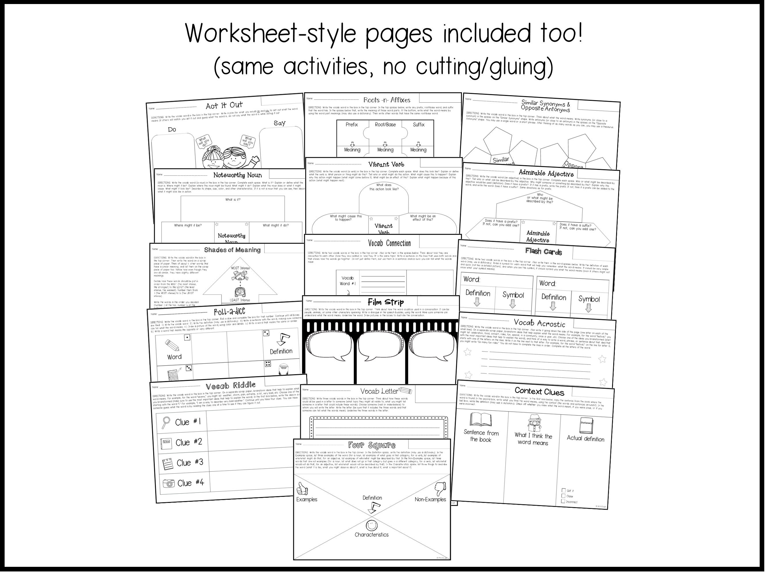 Vocabulary Interactive Notebook and Worksheets for Any Vocab Words - Etsy
