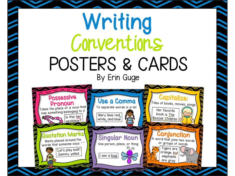 Writing Conventions Posters and Cards: Grammar, Capitalization ...