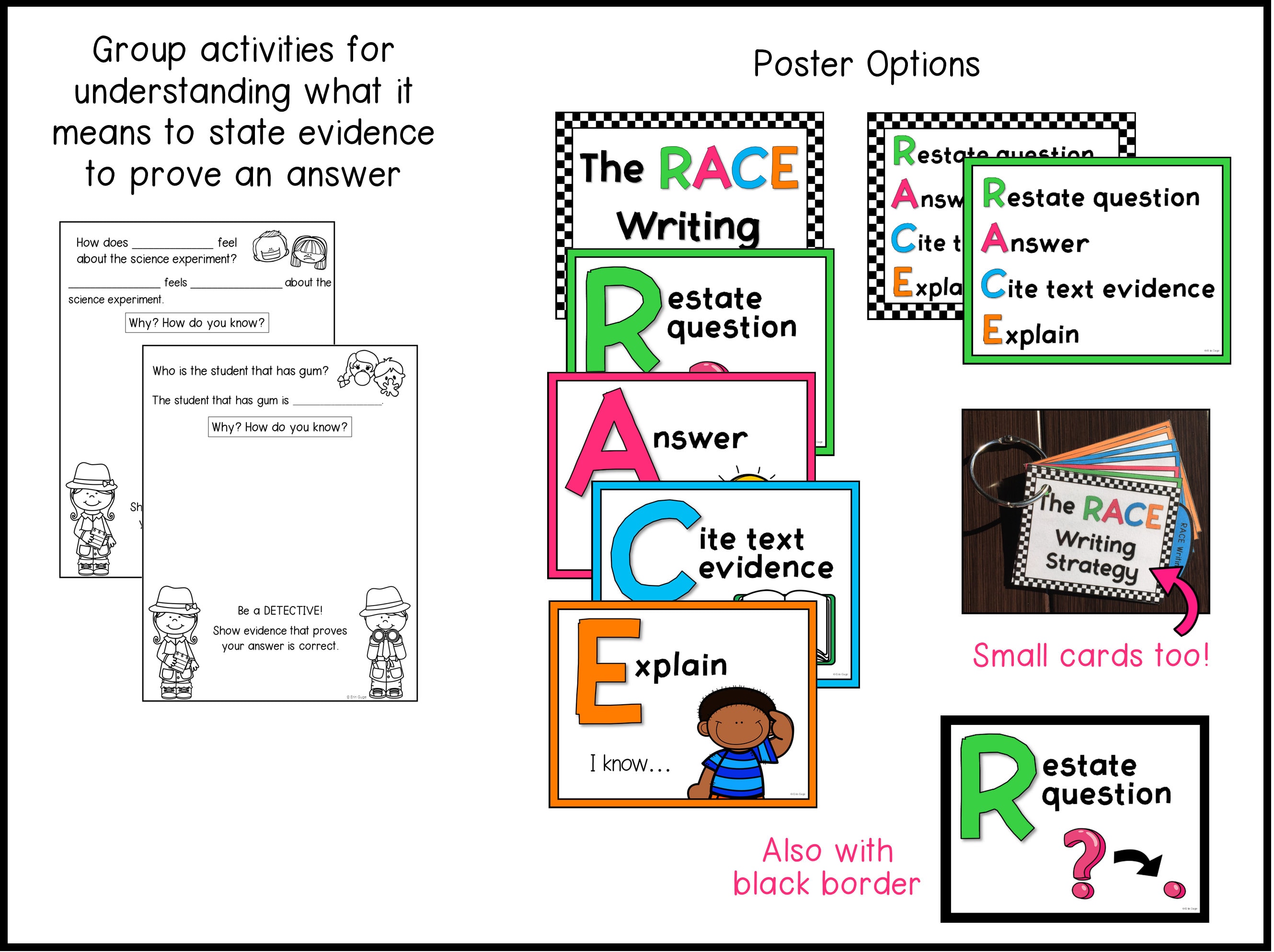 RACE Writing Strategy for Text Dependent Questions K-1st Grade - Etsy