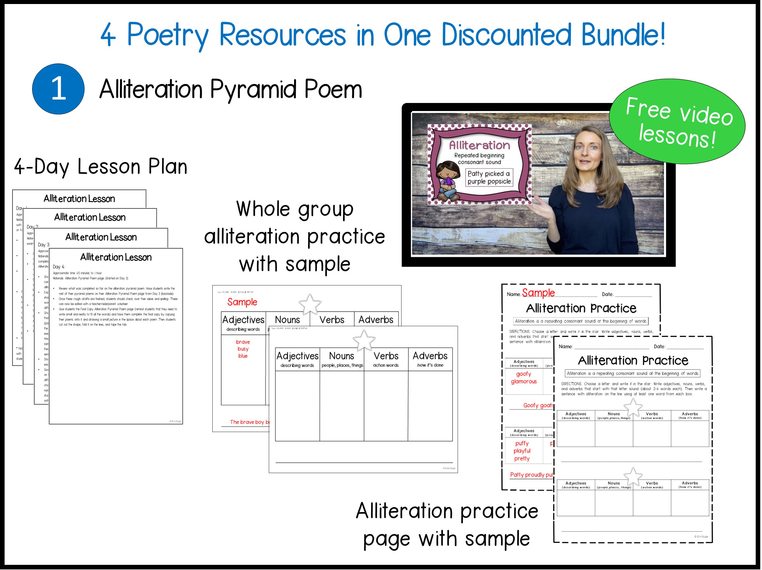 Poetry Bundle: Alliteration, Simile, Bio, List Poems - Etsy