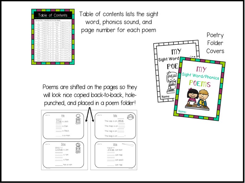 Poems for Sight Words, Phonics, and Fluency - Etsy