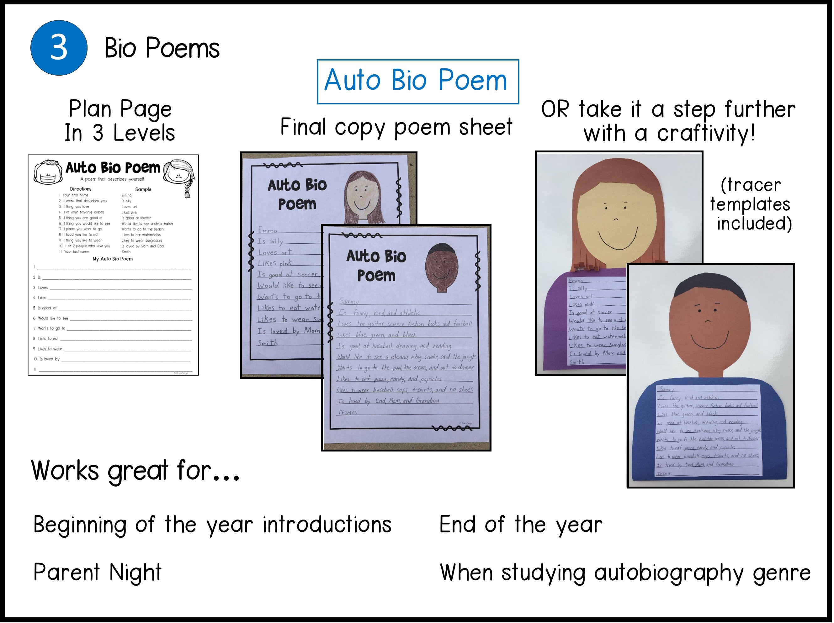 Poetry Bundle: Alliteration, Simile, Bio, List Poems - Etsy