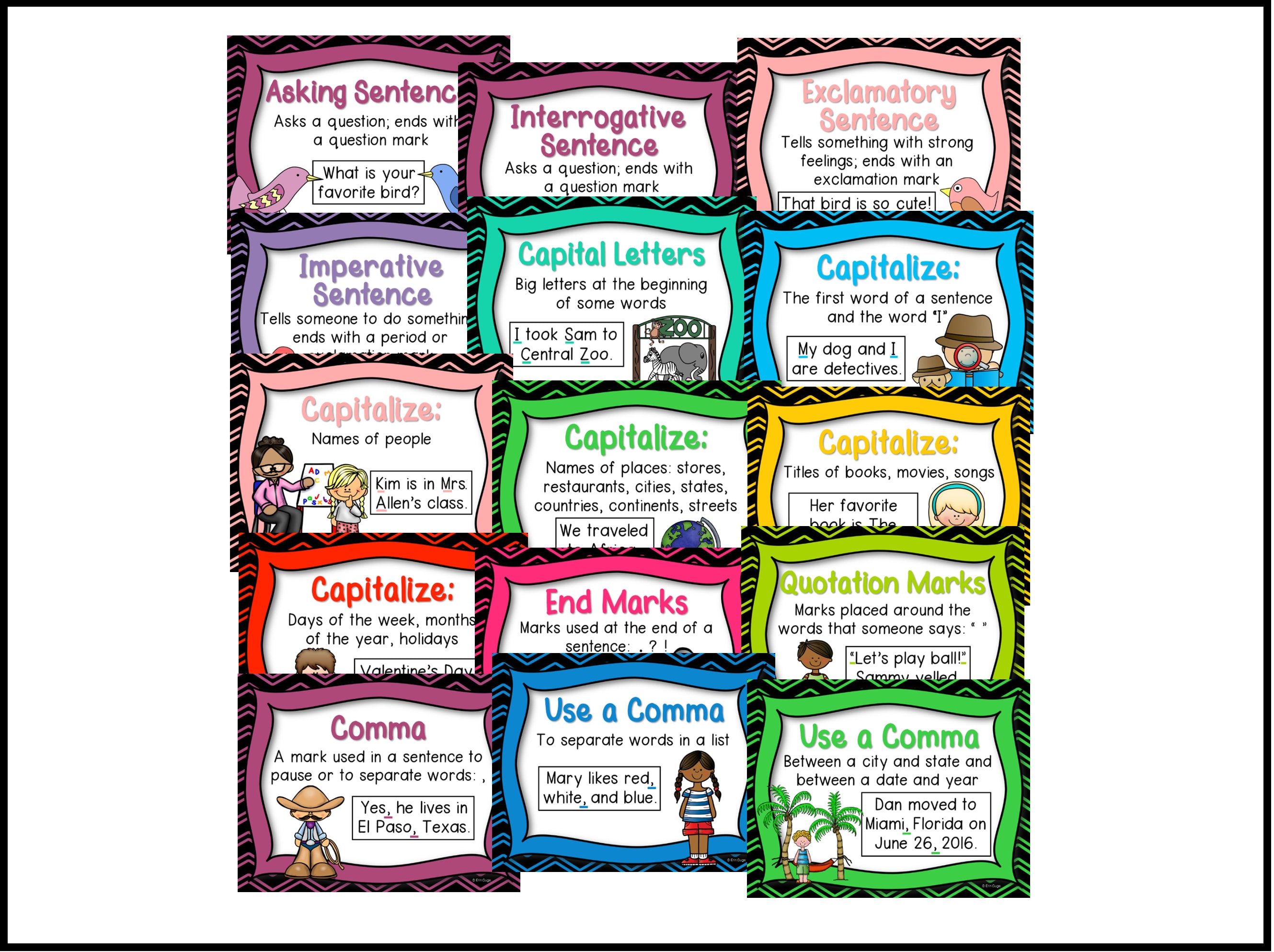 Writing Conventions Posters and Cards: Grammar, Capitalization ...