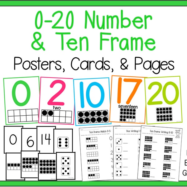 Number Posters With Ten Frame - Etsy