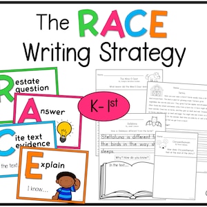 RACE Writing Strategy for Text Dependent Questions K-1st Grade - Etsy