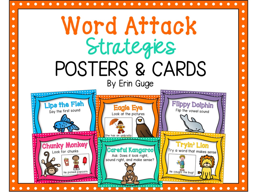Reading Word Attack Strategies Posters and Cards - Etsy