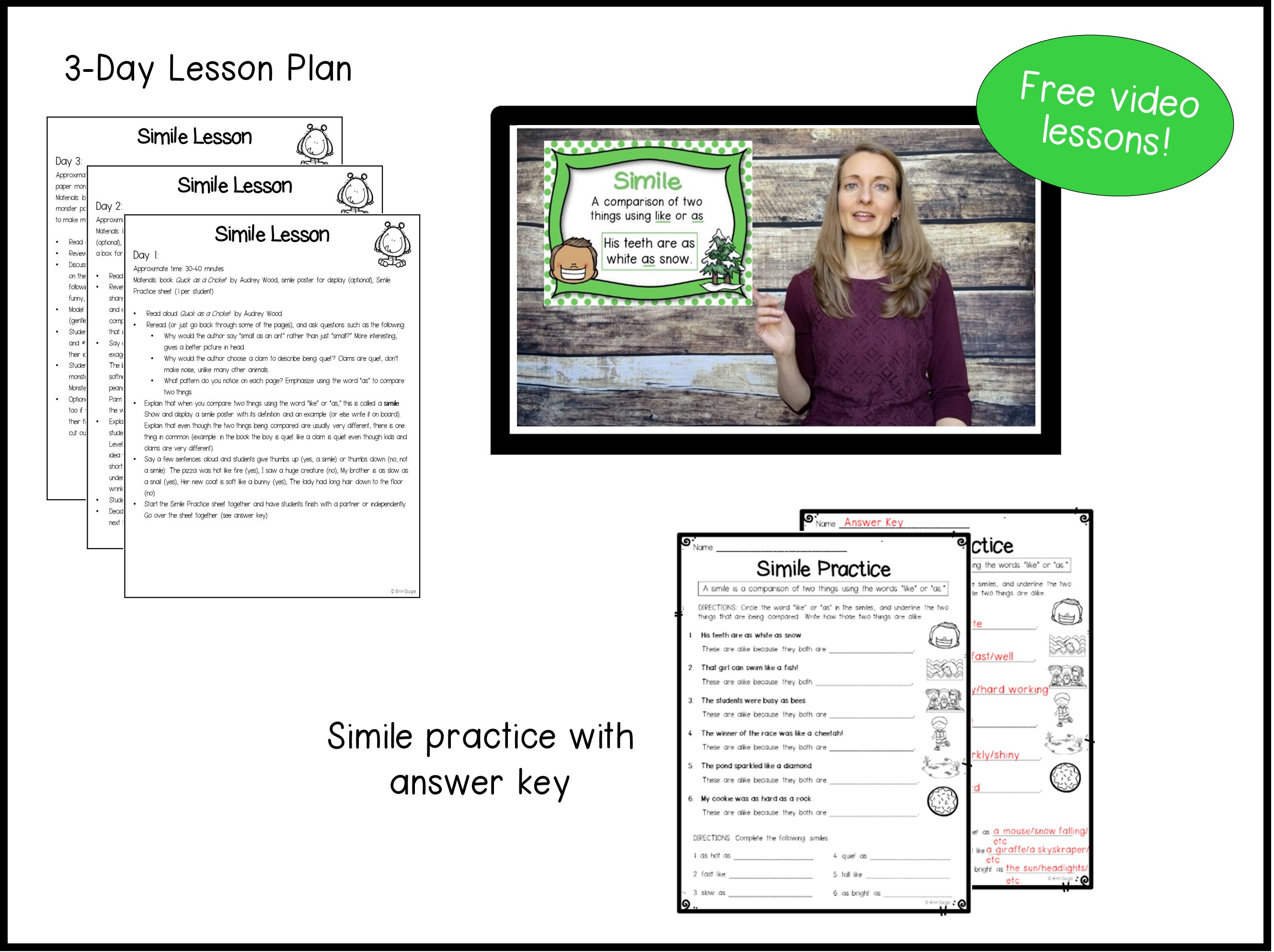 Poetry Writing: Monster Simile Poem - Lesson Plans and Printables - Etsy