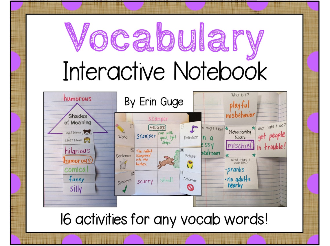 Vocabulary Interactive Notebook and Worksheets for Any Vocab Words - Etsy