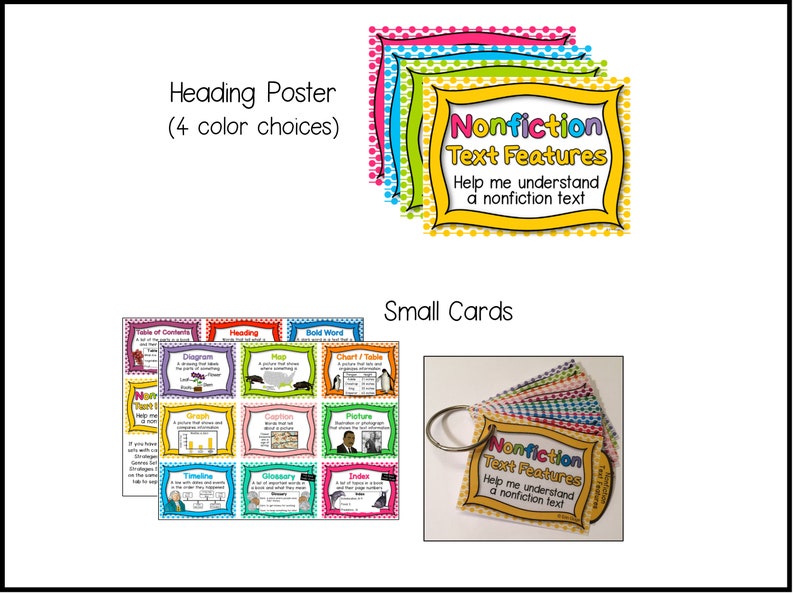 Nonfiction Text Features Posters and Cards - Etsy